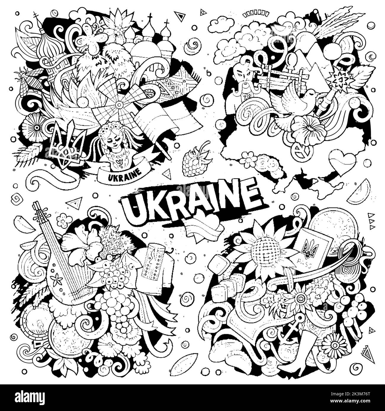 Ukraine cartoon vector doodle designs set Stock Vector Image & Art - Alamy