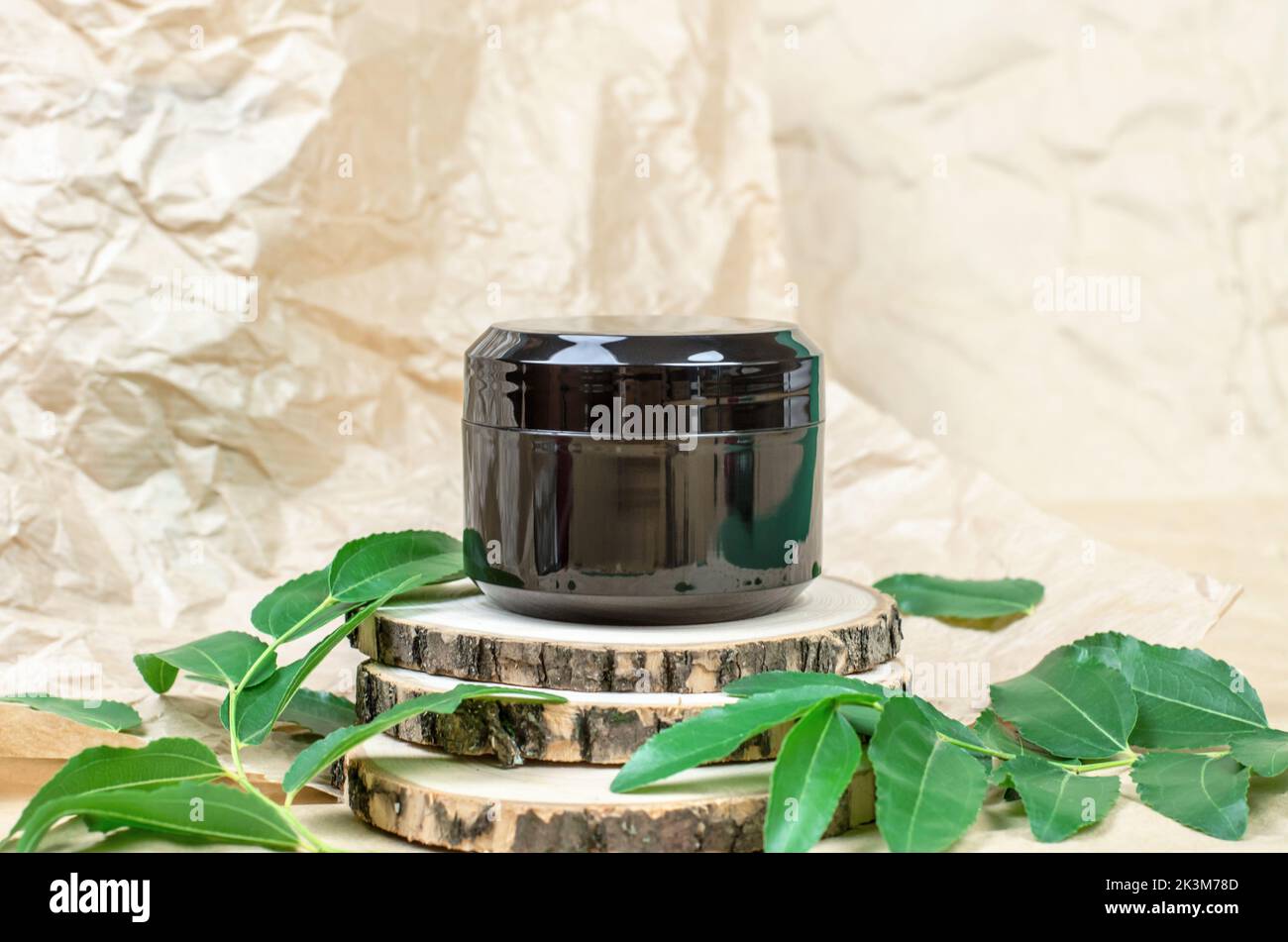 The concept of natural cosmetic products. Moisturizer black packaging ...