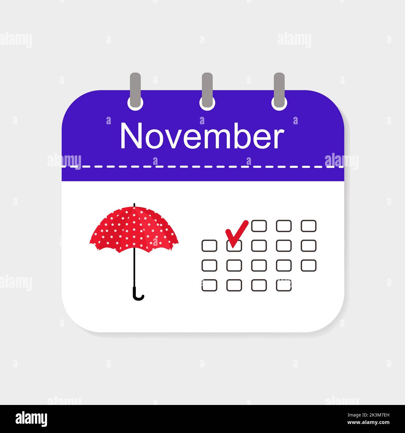Calendar icon with pattern. November. Icons concept. Cartoon flat style ...