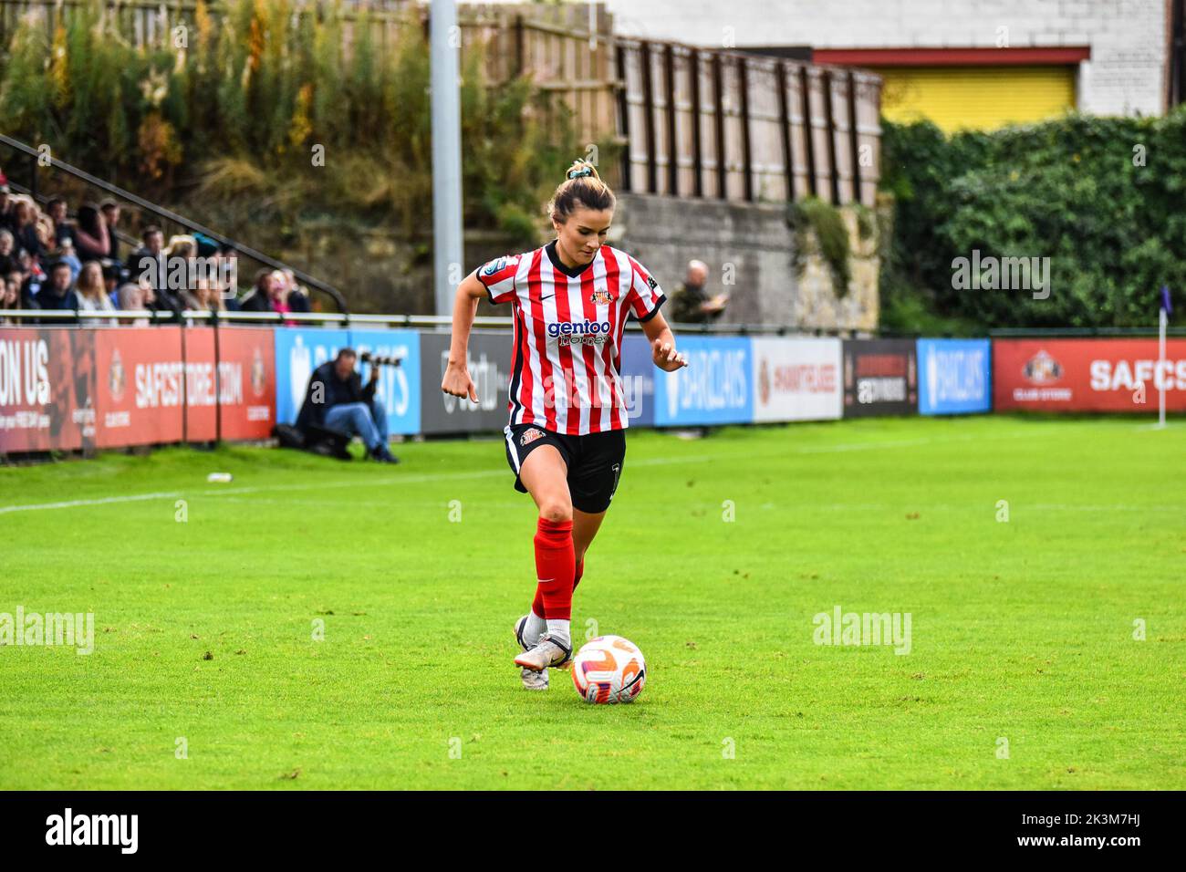 Danielle Brown of Sunderland Women runs with the ball against Charlton ...