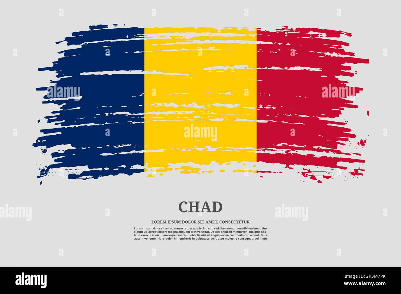 Chad flag with brush stroke effect and information text poster, vector ...