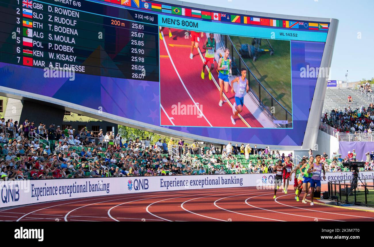 Daniel Rowden of GB&NI competing in the 800m heats at the World Athletics Championships, Hayward ...