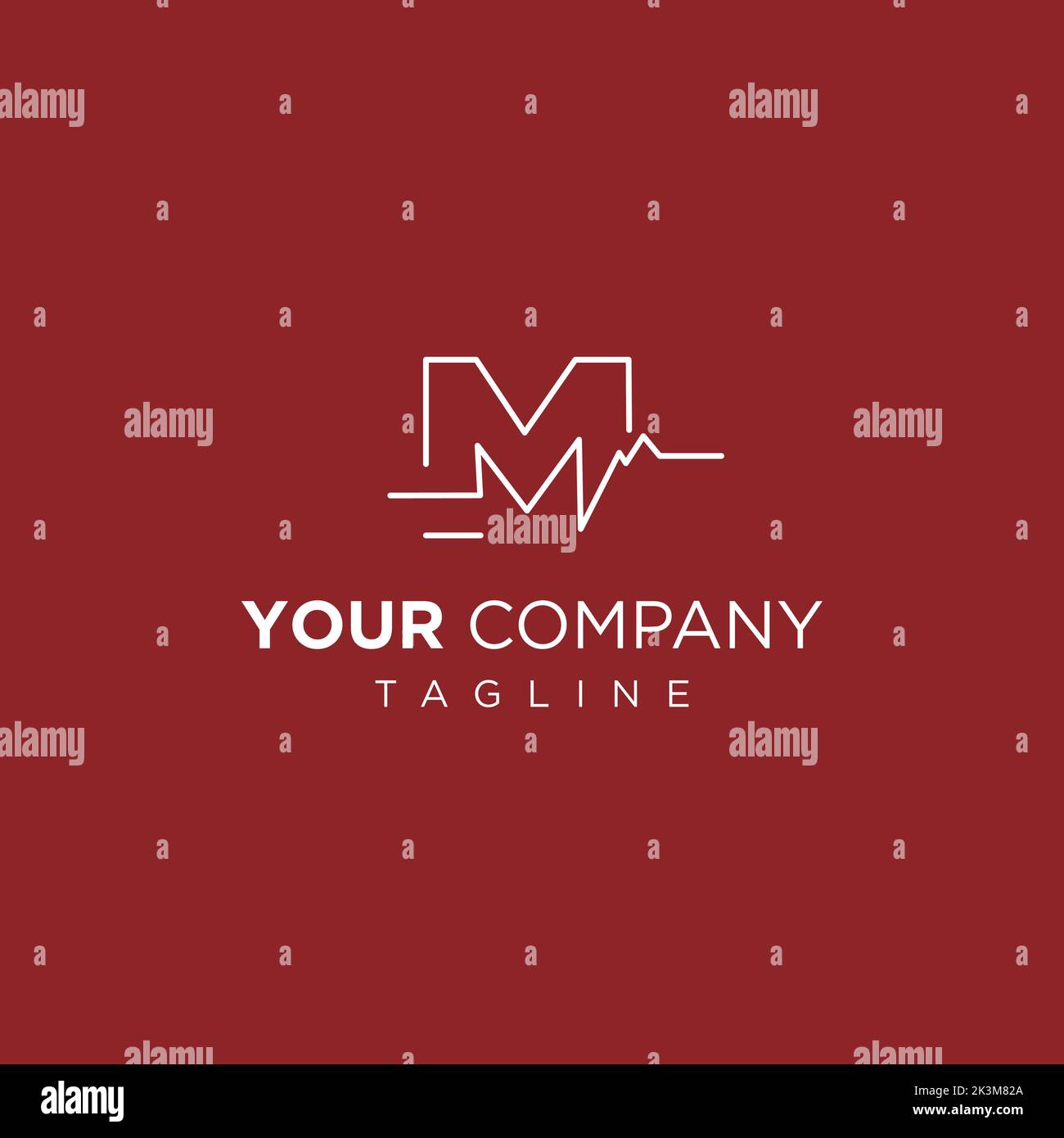 A modern letter M logo design on red background in ECD theme Stock ...