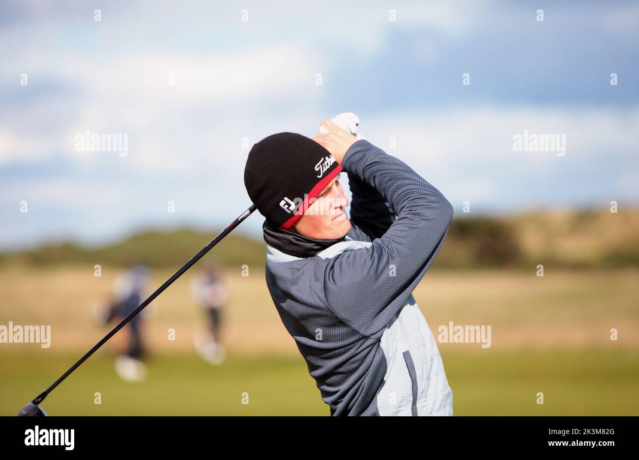 Fife,Scotland,UK, 27th September 2022, Marcus Kraus,plays a practice ...