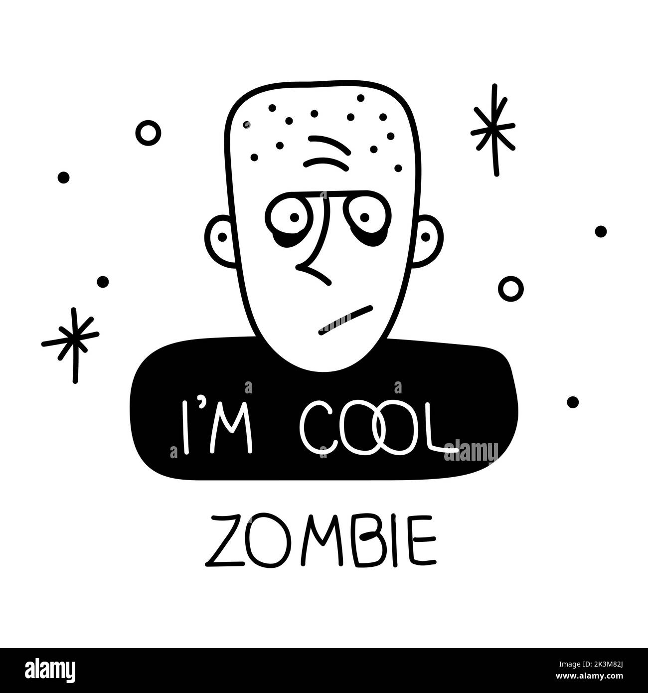 Halloween character zombie with phrase I am COOL ZOMBIE. Vector ...