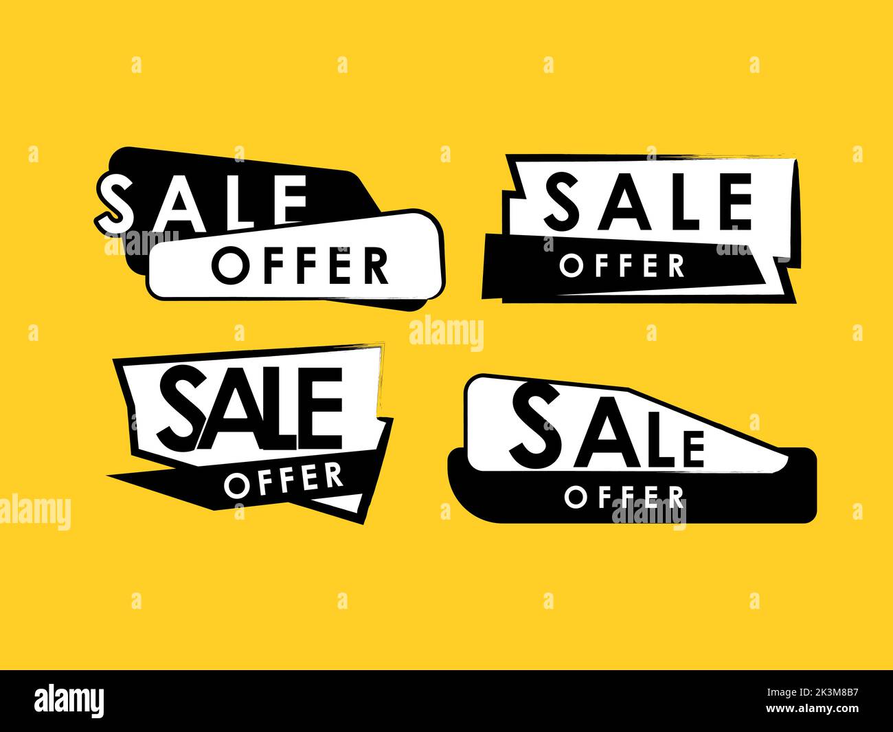 A vector pack of sale offer designs on a yellow background Stock Vector ...
