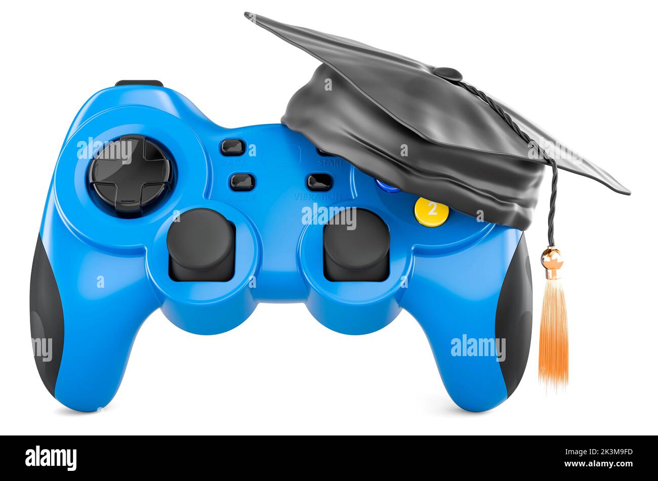 Gamepad with education cap, 3D rendering isolated on white background ...