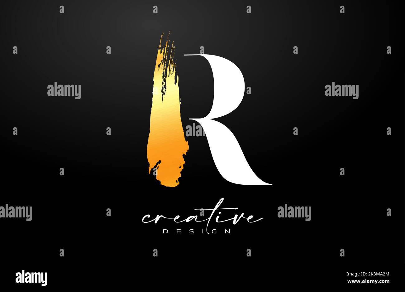 Golden Letter R logo desgn with Artistic Colorful Blue Purple ...