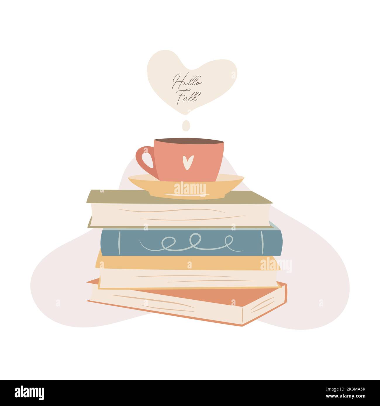 Hello Fall concept. Cozy time for reading books and drinking coffee ...