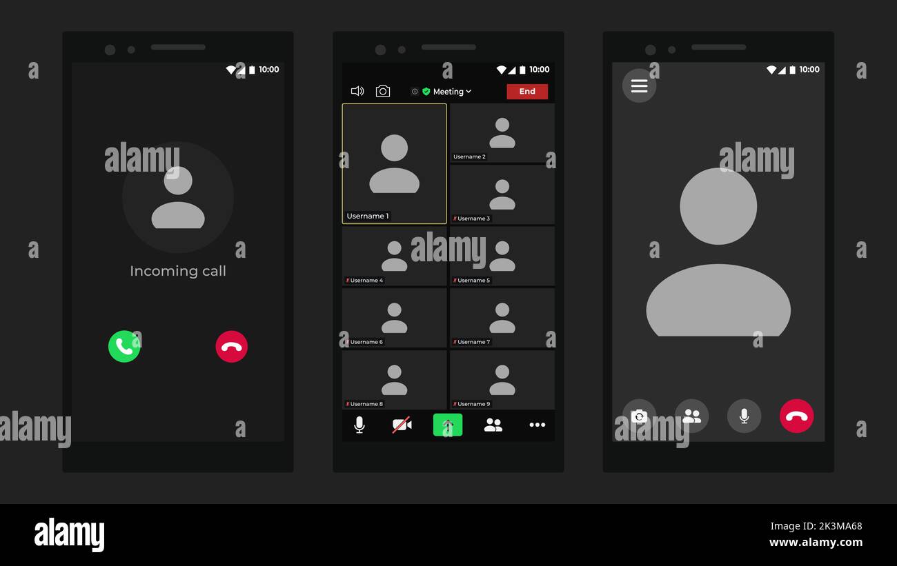 Video conference user interface. Video calls window overlay. Online ...