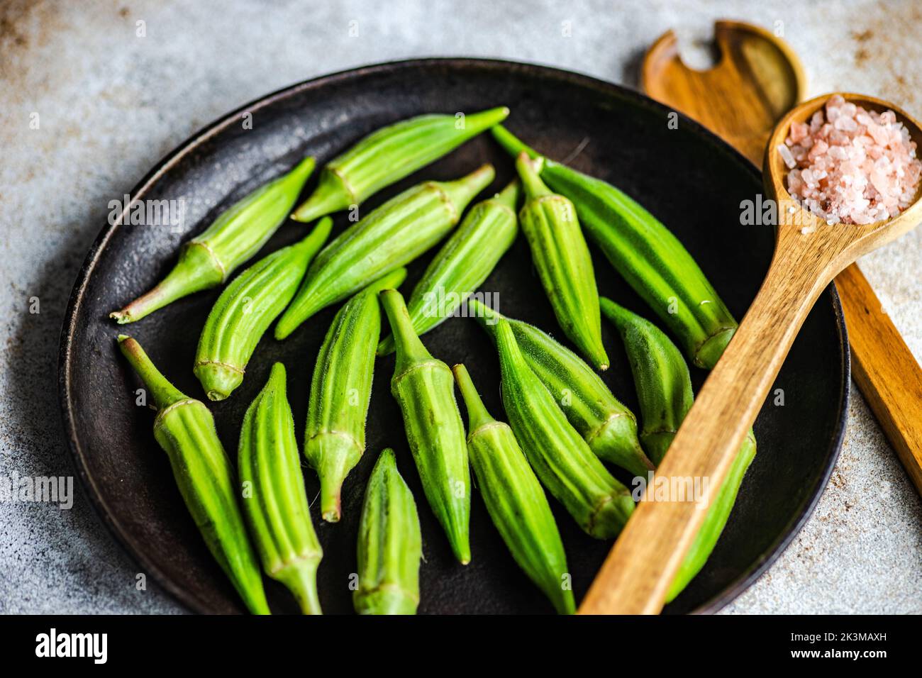 From above preparation for cooking of bamia vegetable with himalayan ...
