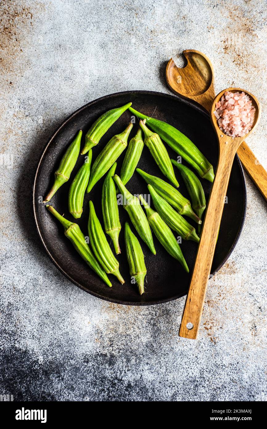 From above preparation for cooking of bamia vegetable with himalayan ...