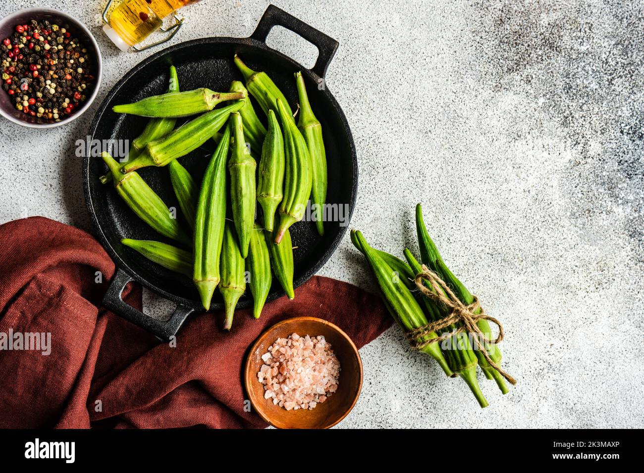 From above preparation for cooking of bamia vegetable with pepper and ...
