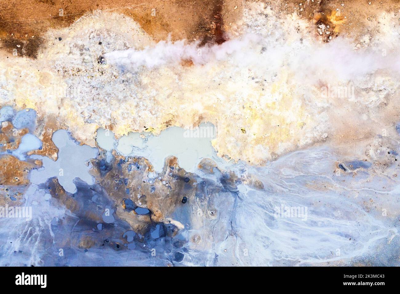 Rough fissure emitting thick steam in Hverir geothermal area in ...