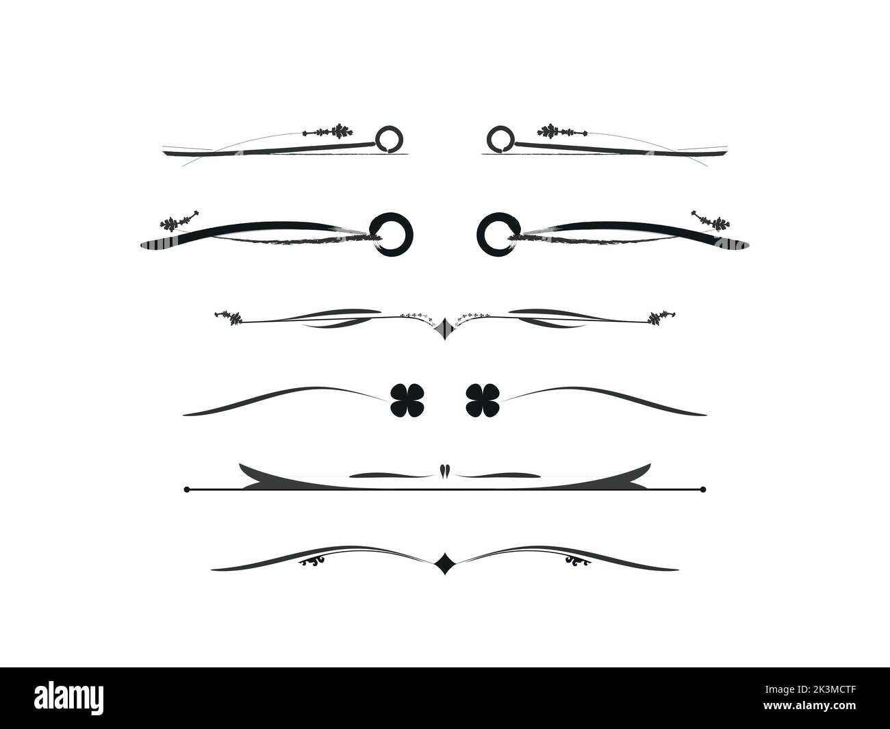 A vector pack of line designs in black on a white background Stock ...