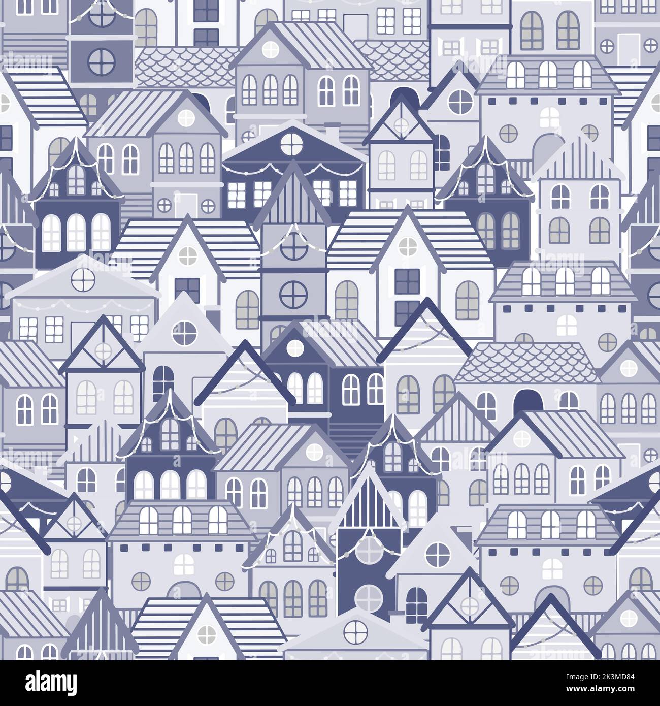 Seamless pattern of doodle houses. Great for fabric, textile vector ...
