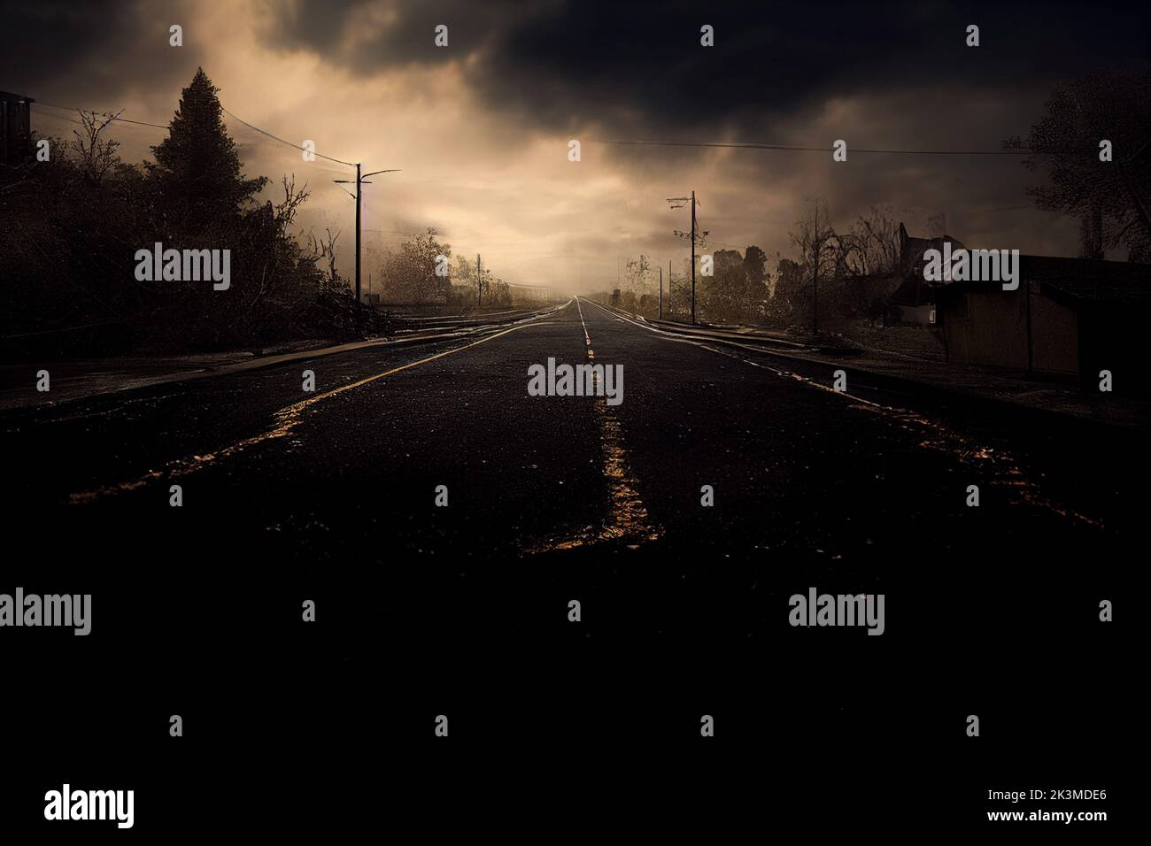 Black asphalt road and empty dark street scene background. Cracked ...