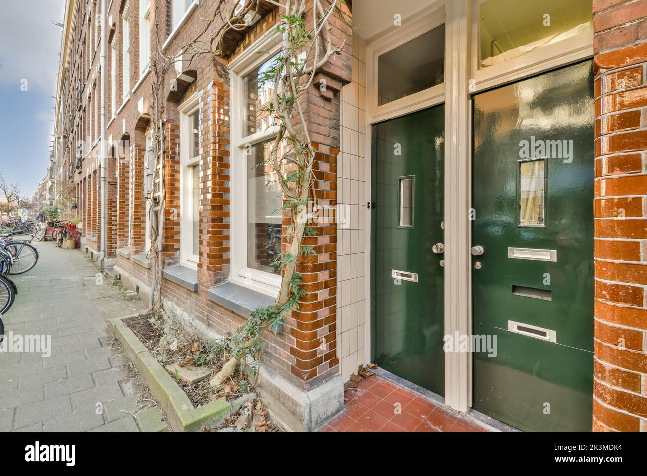 Side view of some green entrance doors to a house Stock Photo - Alamy