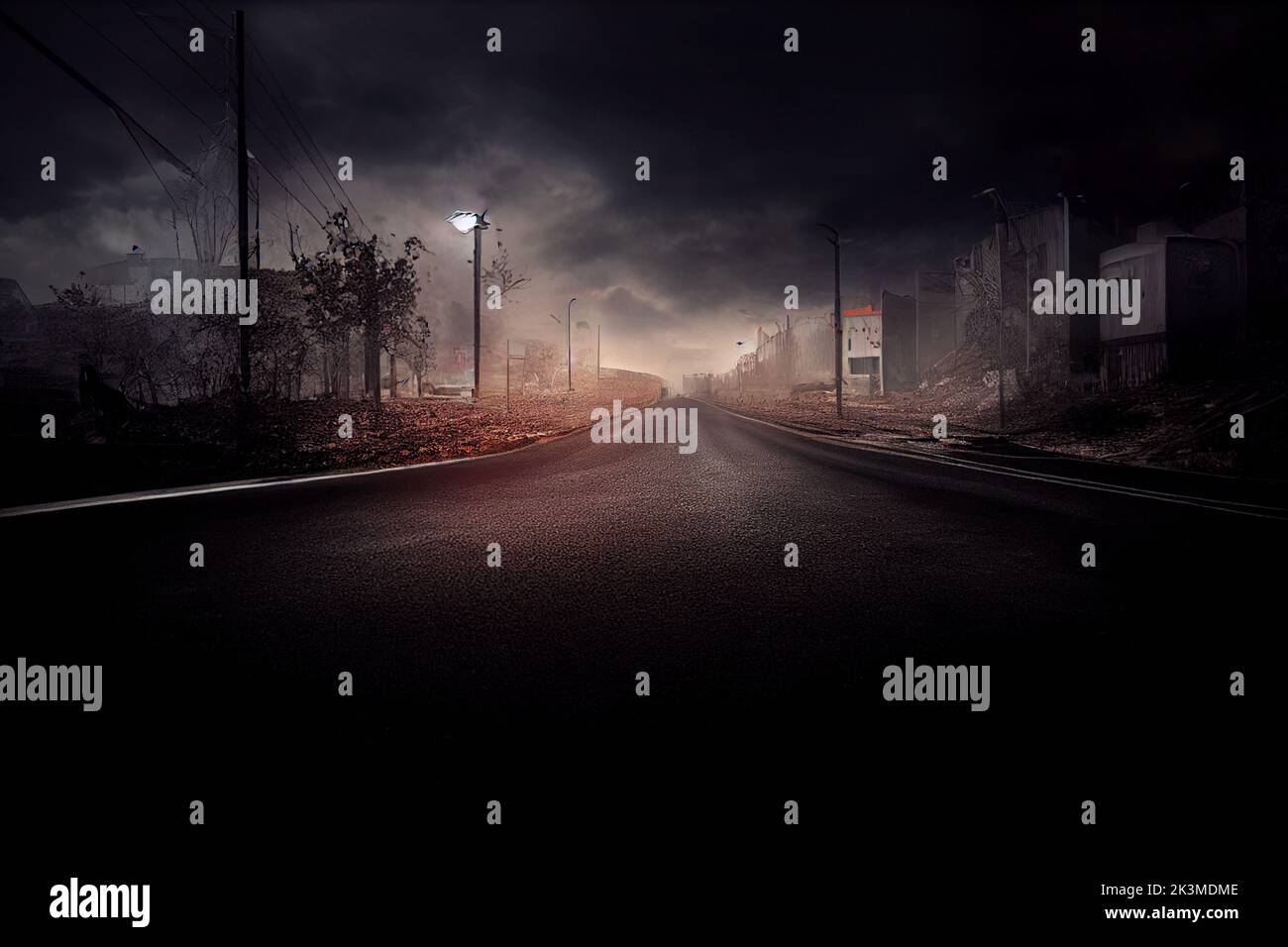 Black asphalt road and empty dark street scene background. Cracked ...