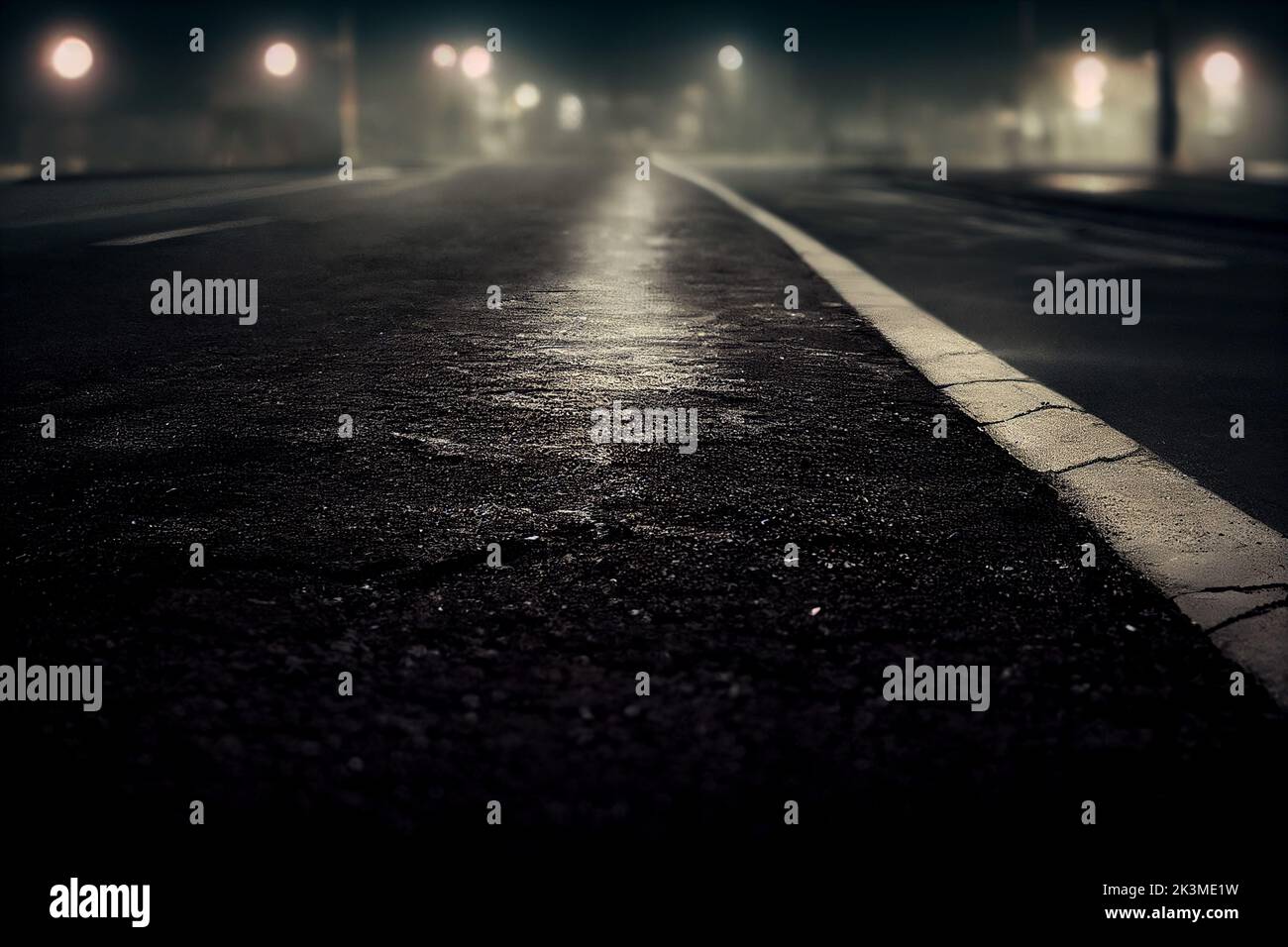 Black asphalt road and empty dark street scene background. Cracked ...