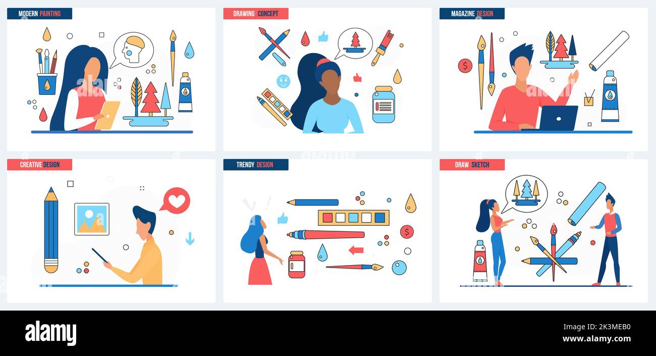 Set vector drawing artists Stock Vector Images - Alamy