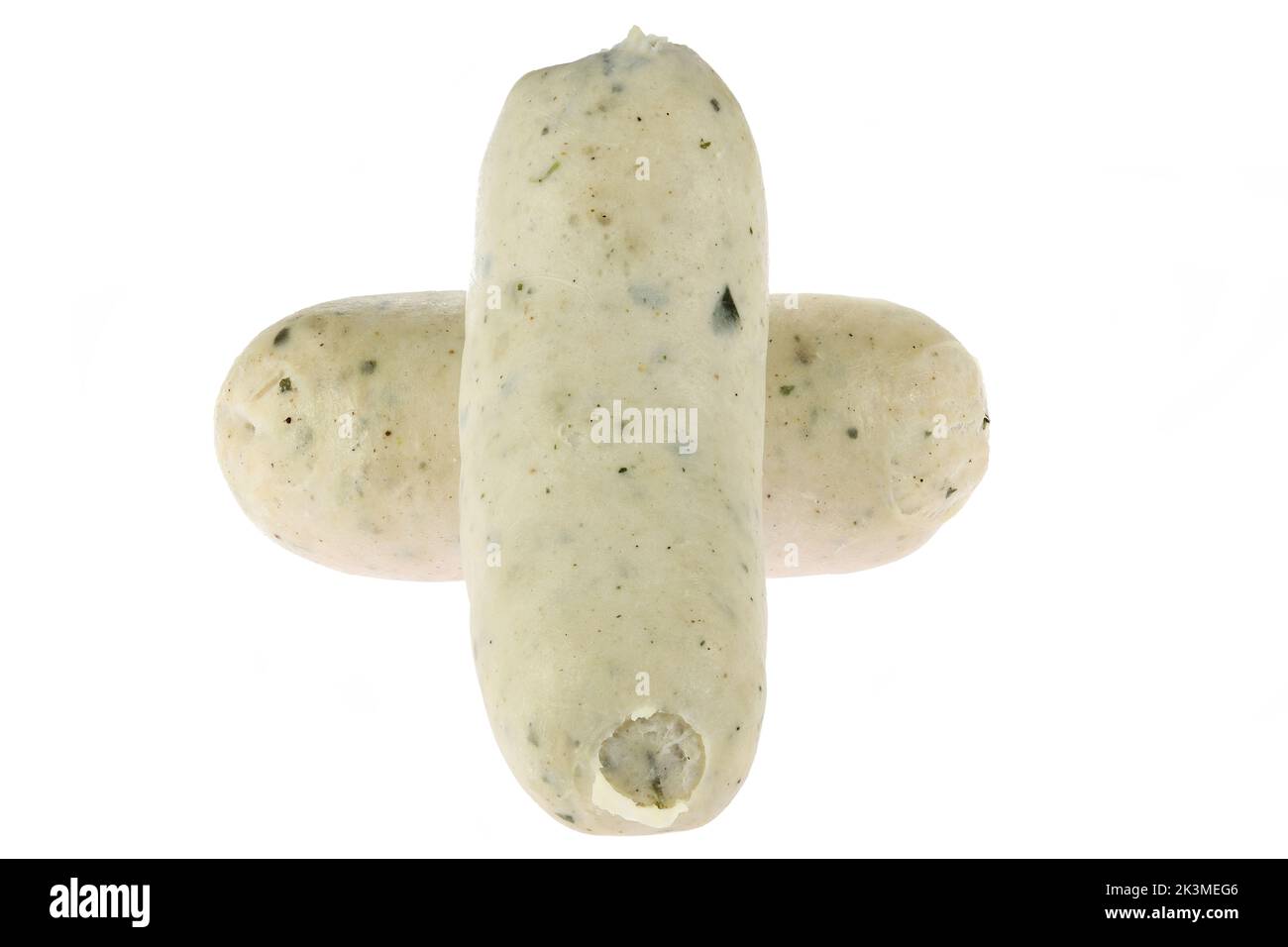 traditional Bavarian Weisswurst (white sausage) isolated on white ...