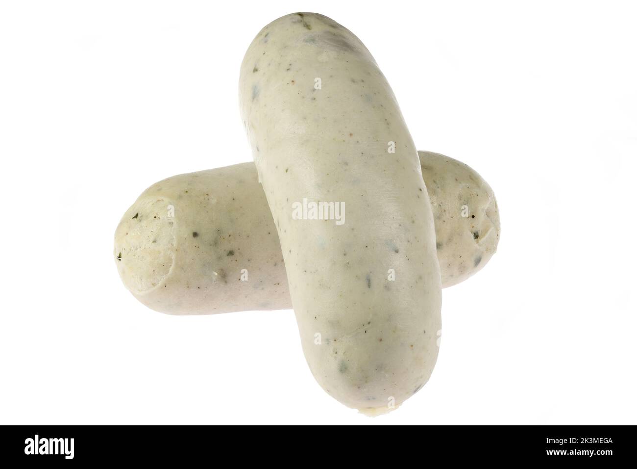 traditional Bavarian Weisswurst (white sausage) isolated on white ...