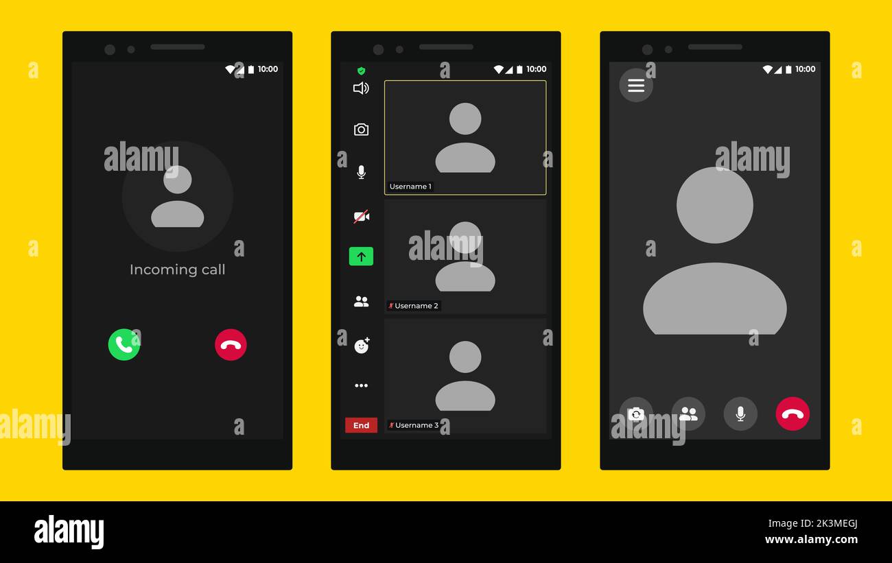 Video chat user interface. Online conference meeting. Call Window App ...