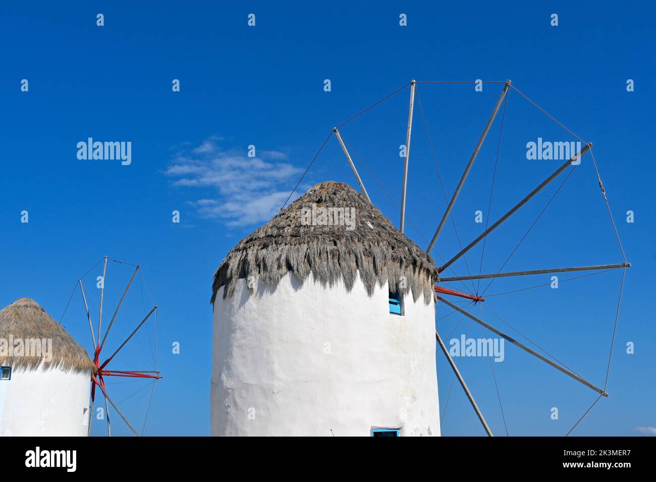 Mykonos, Greece - May 2022: Famous traditional windmills in a row on ...