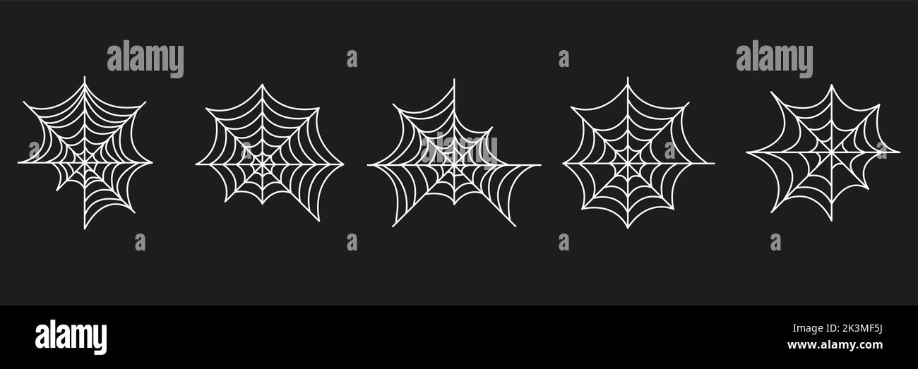 Spider web set. Halloween hand drawn cobweb collection. Vector ...
