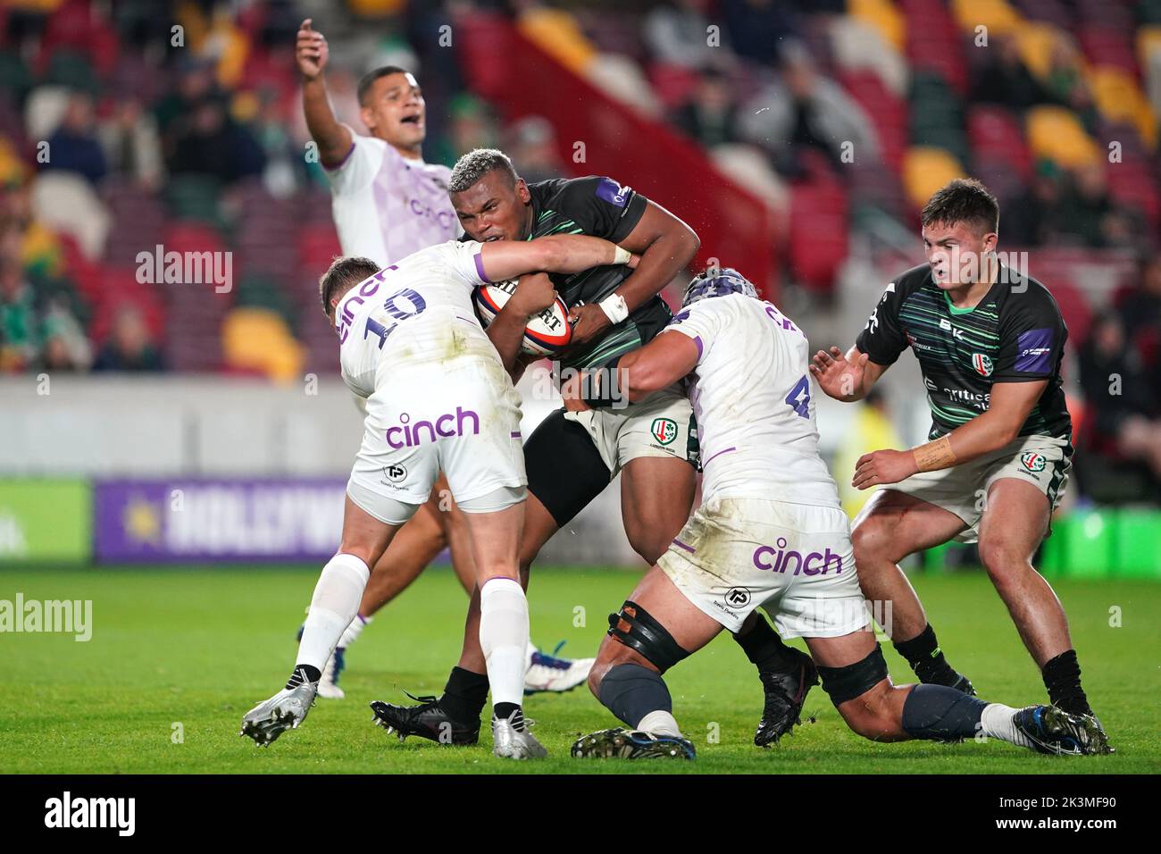 London Irish's Tarek Haffar in action during the Premiership Rugby Cup ...