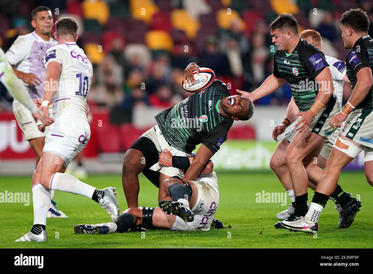 London Irish's Tarek Haffar in action during the Premiership Rugby Cup ...
