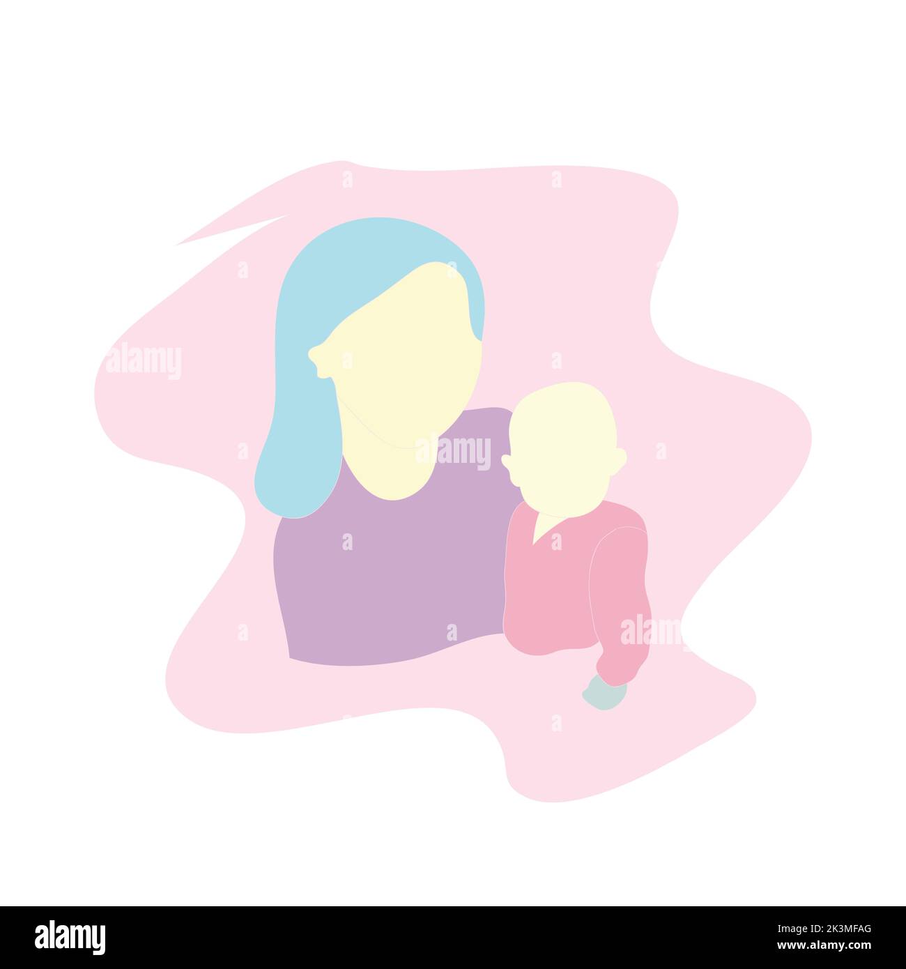 A vector of little child and mother with empty face isolated in white ...