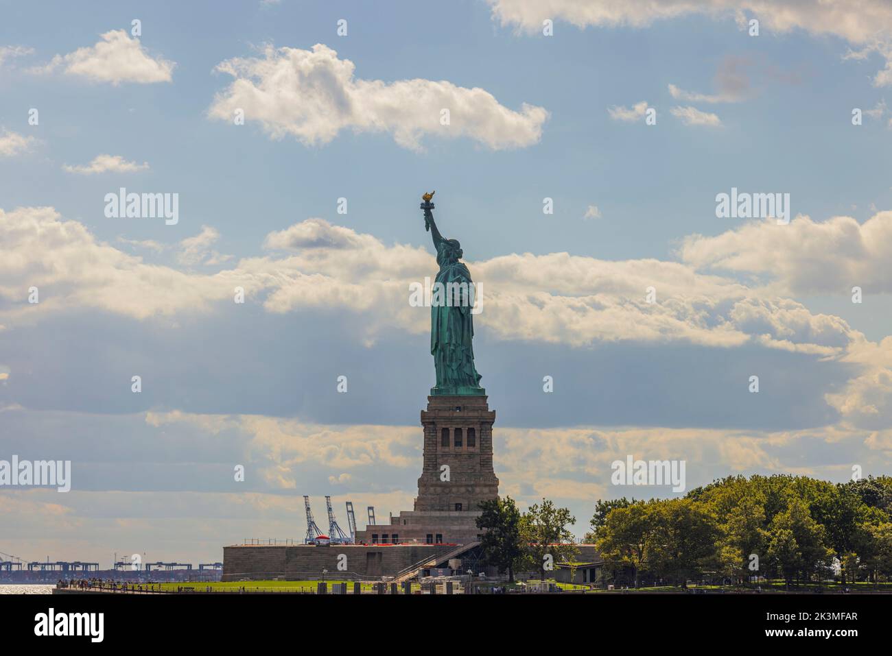 Beautiful view of Statue of Liberty on Liberty island in New York in ...