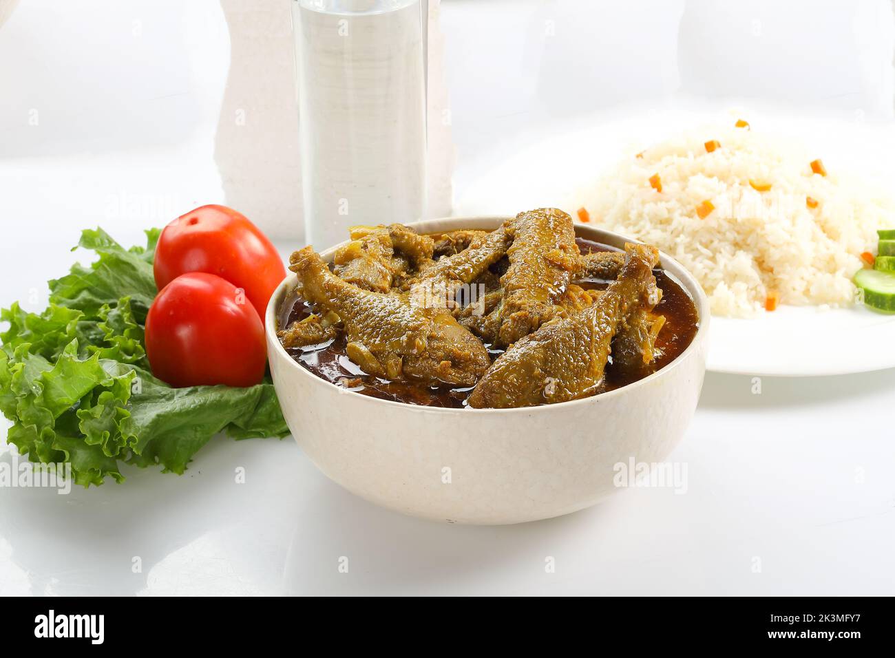 duck curry isolated on white background with rice Stock Photo - Alamy