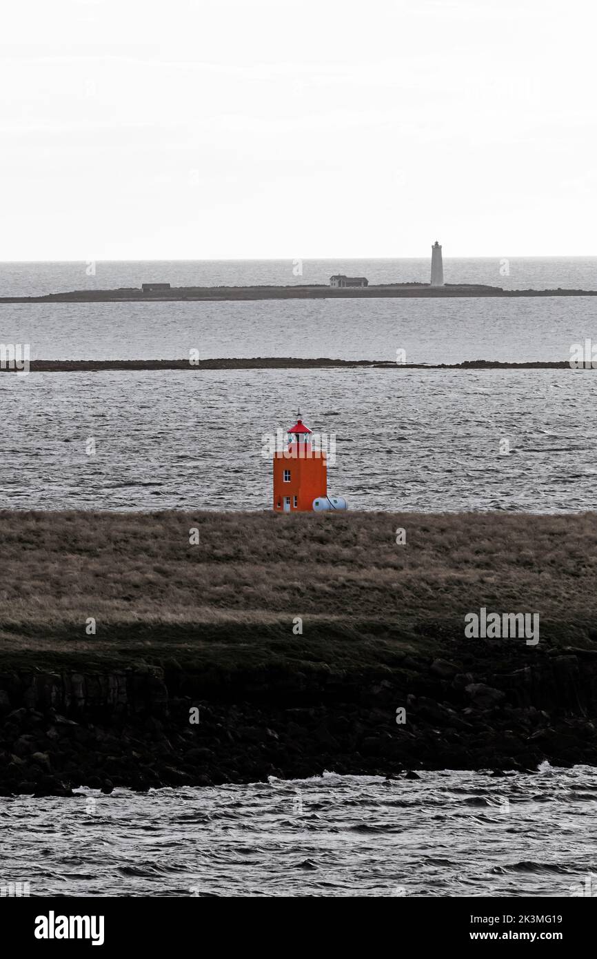 Engey Lighthouse, Reykjavik, Iceland Stock Photo - Alamy