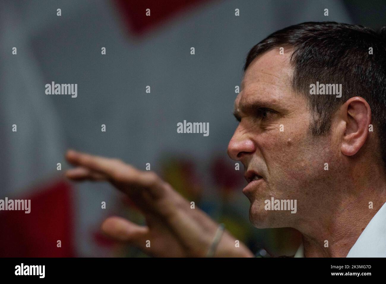 Vice-Admiral Angus Topshee speaks with a reporter during an interview ...