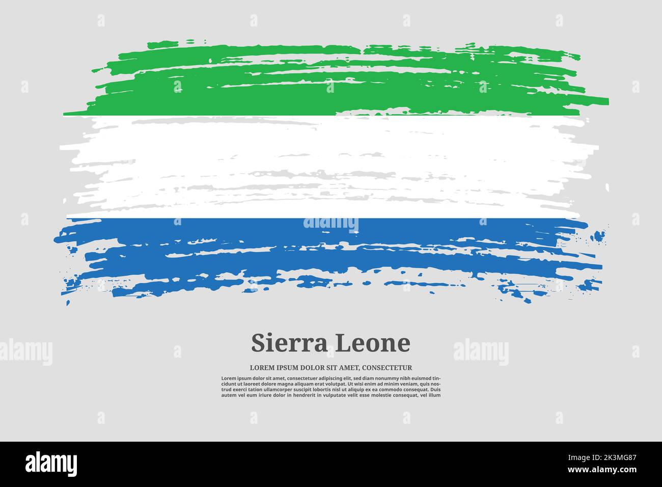 Sierra Leone flag with brush stroke effect and information text poster ...