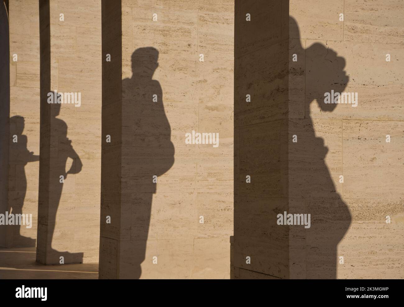 Views of buildings and statues at the EUR (Esposizione Universale Roma ...