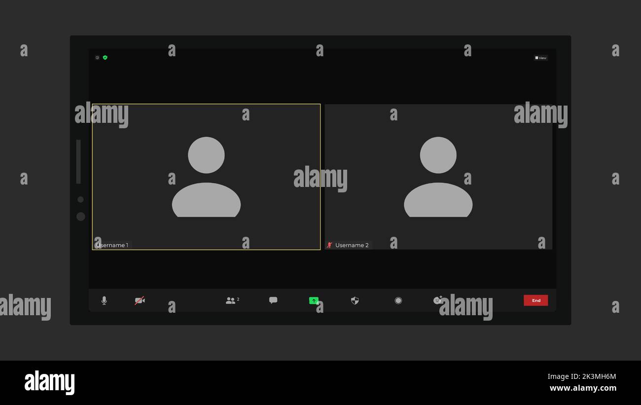Template video conference user interface. User web video call window. Call screen template ...