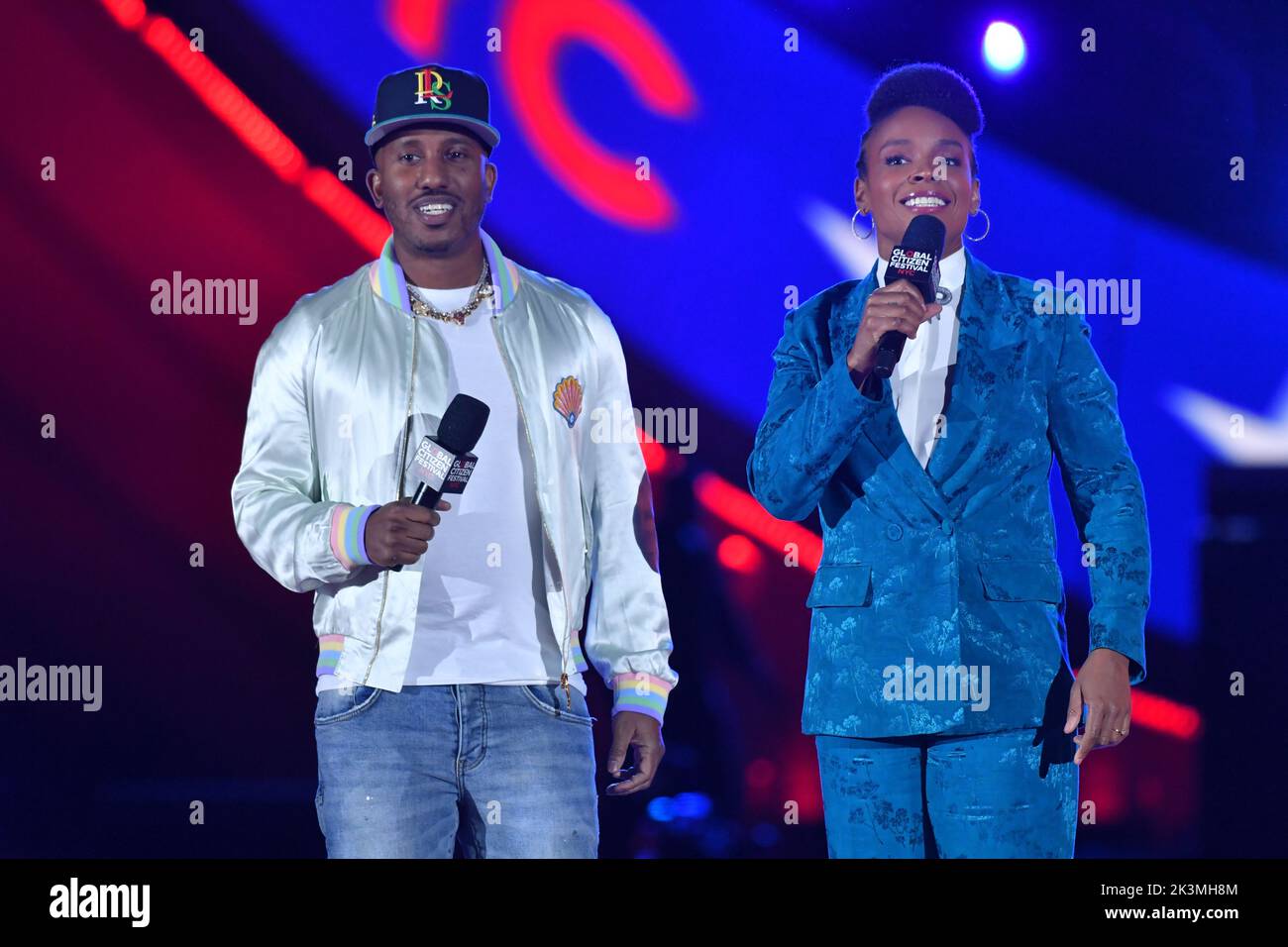 Chris Redd and Amber Ruffin speak onstage during Global Citizen ...
