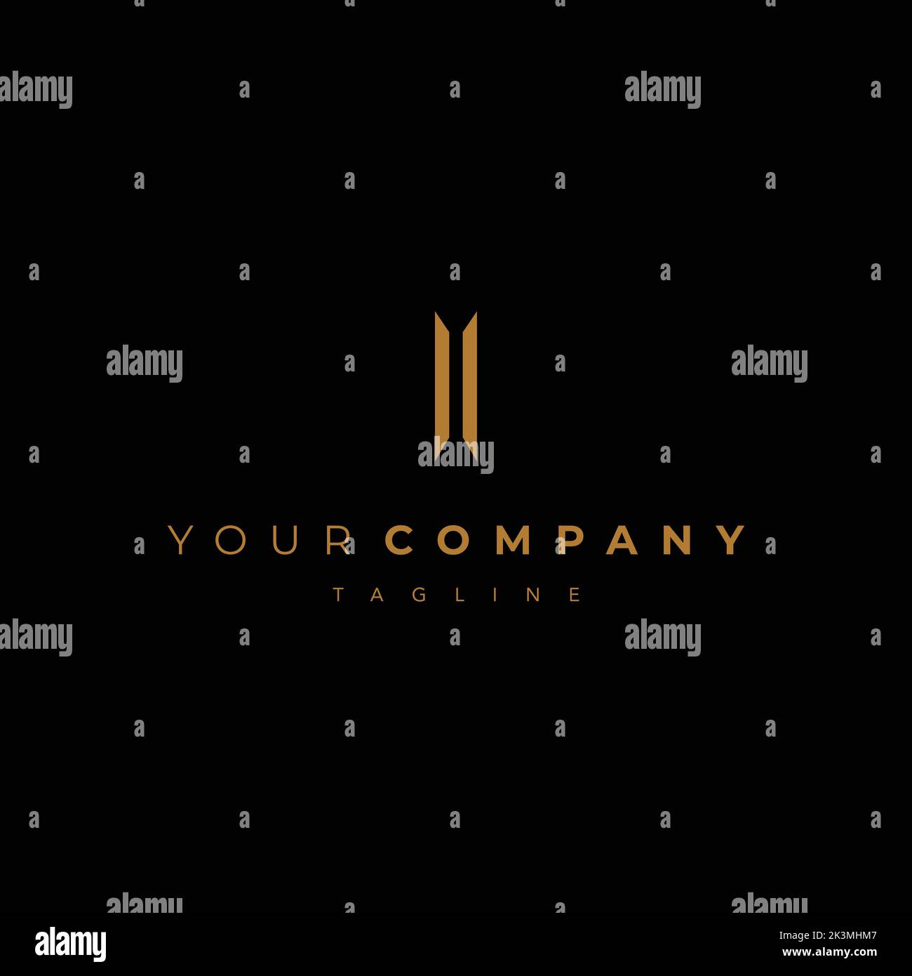 A golden pressed rectangle logo design with editable text on the dark ...