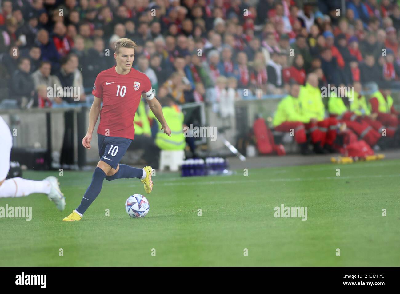 Oslo, Norway, 27 September, Norway's Martin Ødegaard on the ball ...
