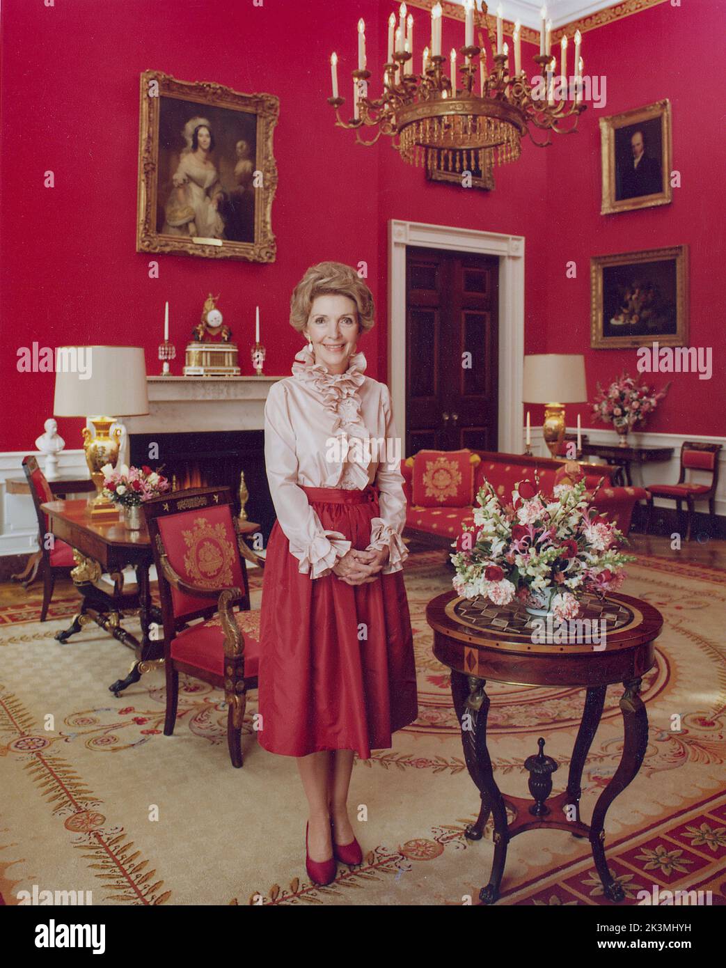 Official Portrait of Mrs. Reagan in the Red Room Stock Photo - Alamy