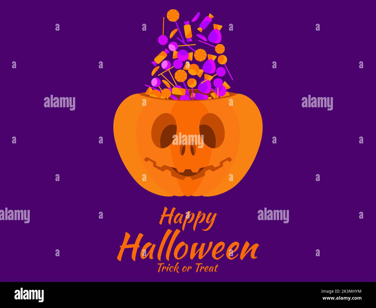 Happy Halloween October 31st, trick or treat. Candy pumpkin. Falling ...