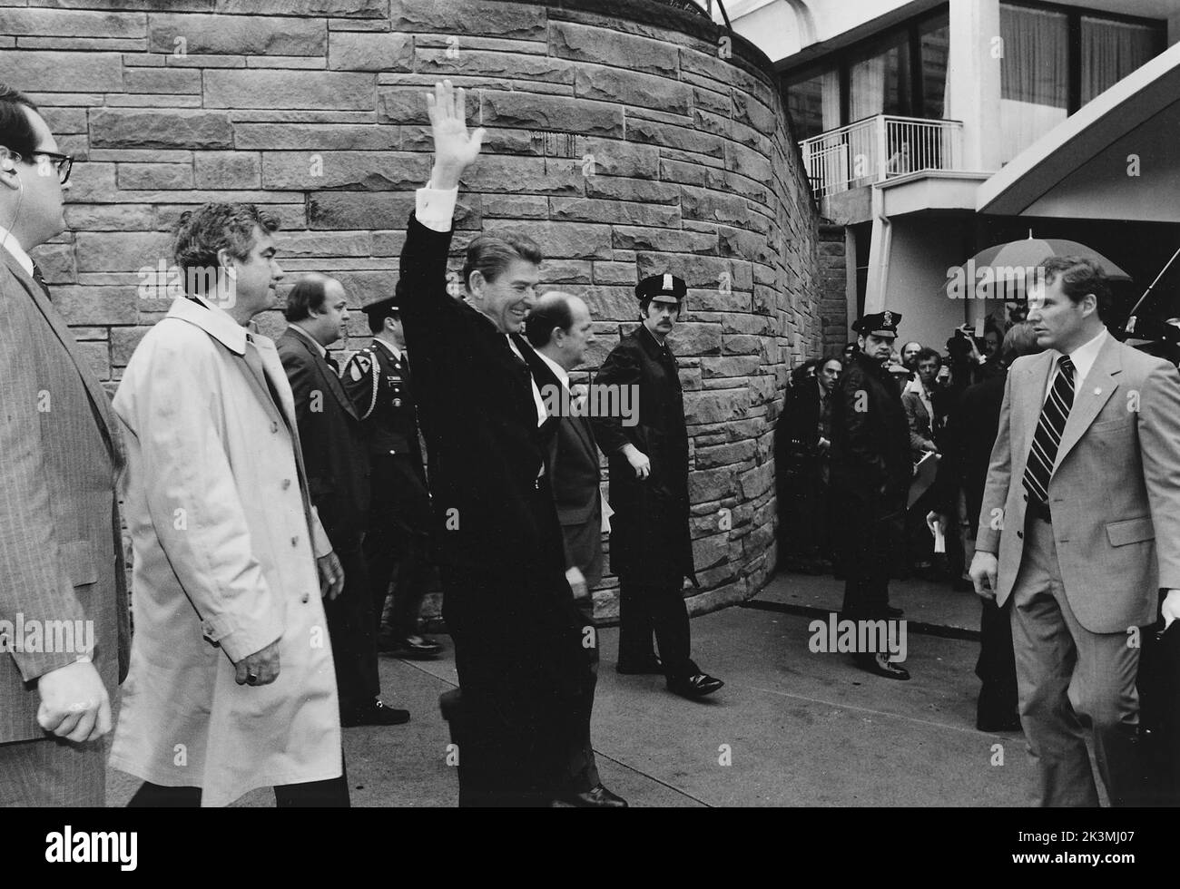 President Reagan waving to crowds immediately before being shot in an ...