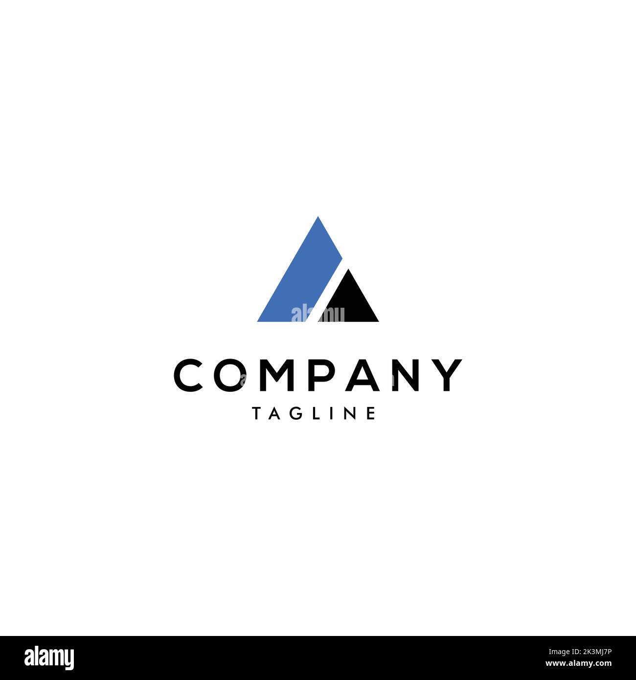 A vector of logo design with blue triangle isolated in white background ...
