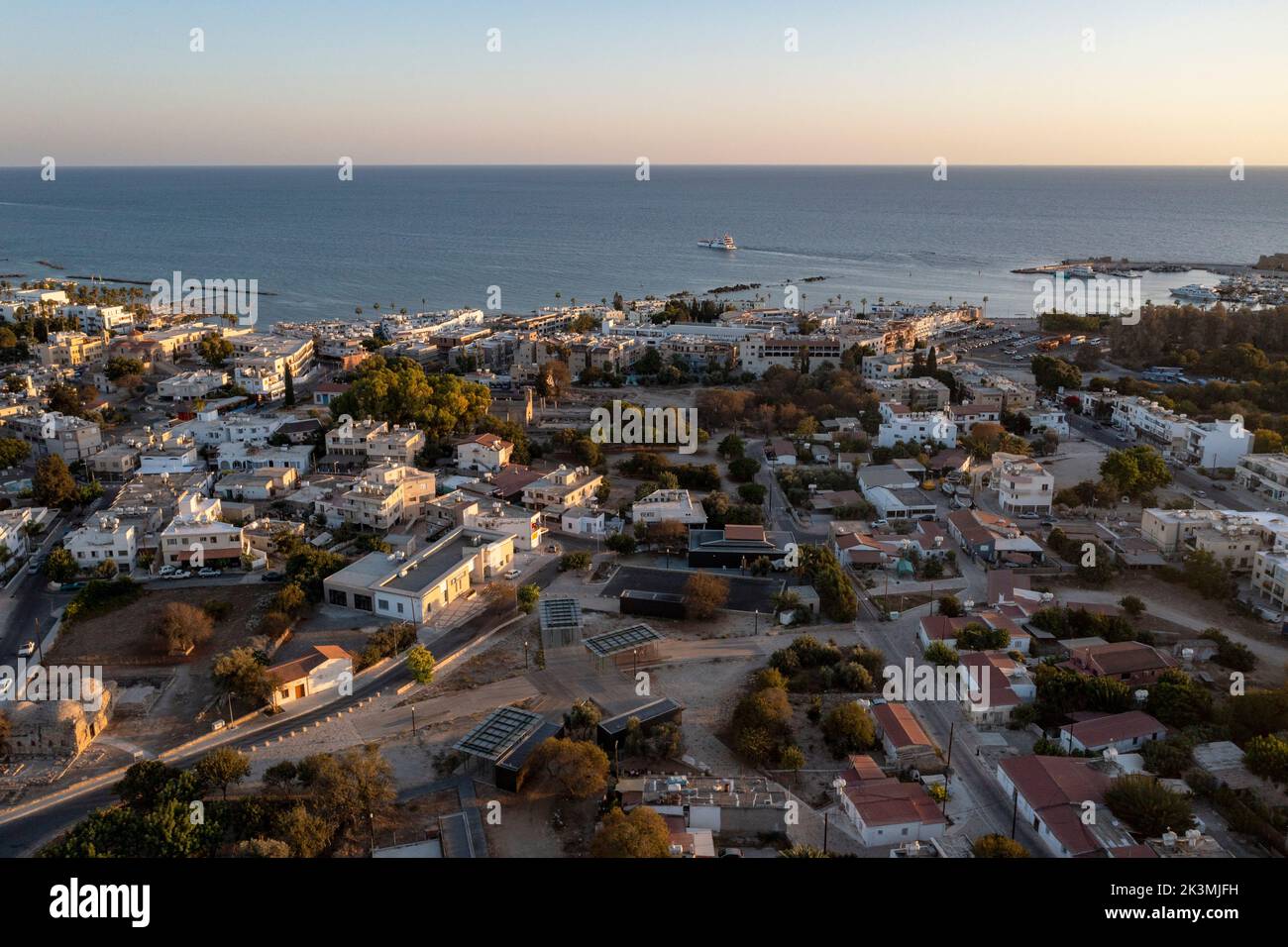 Aerial view of Kato Paphos tourist area and harbour, Paphos, Cyprus ...
