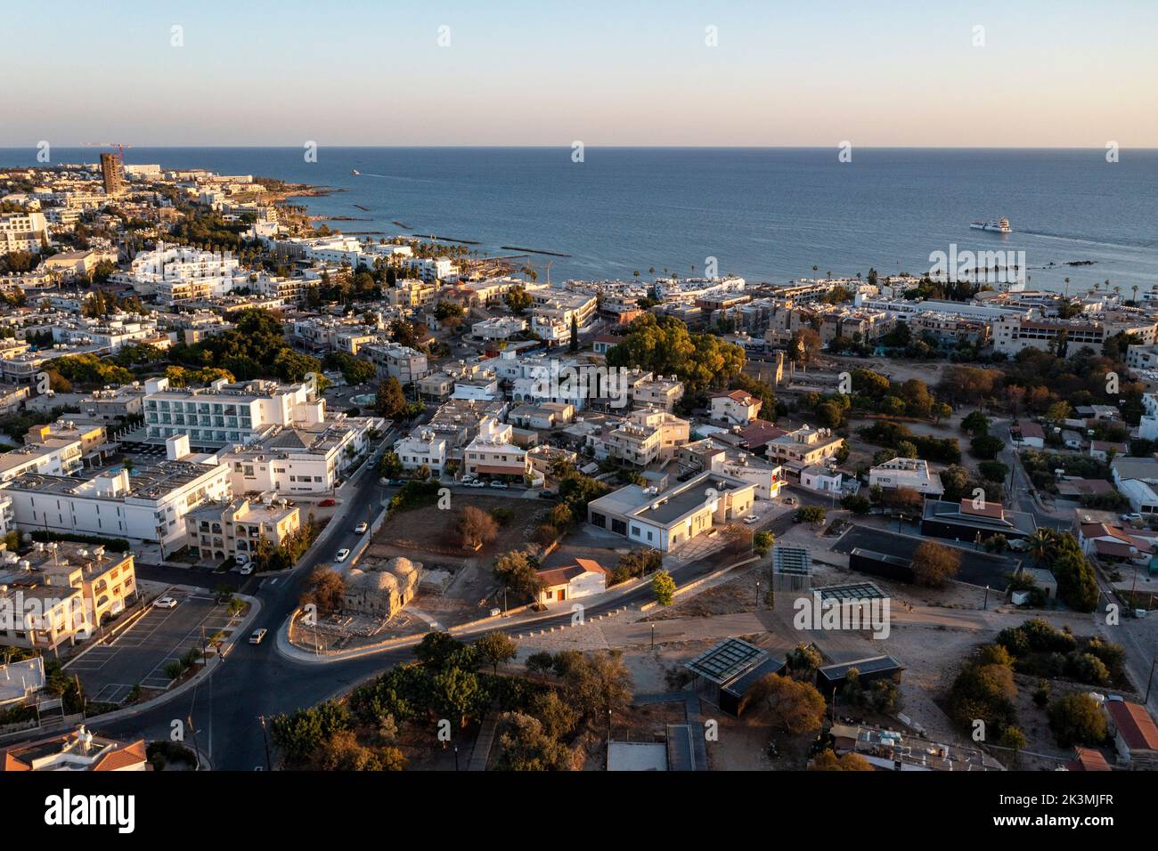 Aerial view of Kato Paphos tourist area and harbour, Paphos, Cyprus ...