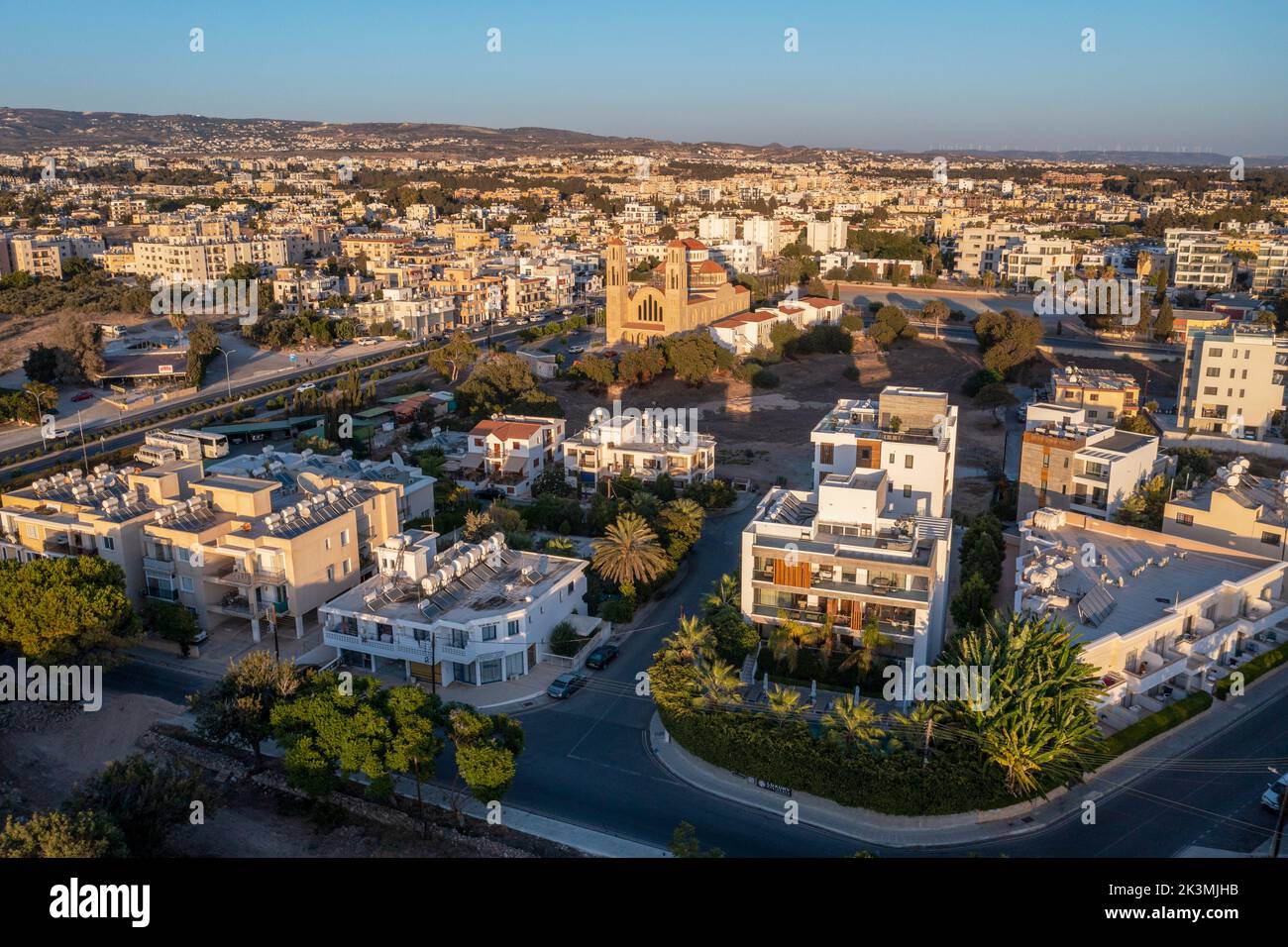 Aerial view of Kato Paphos residential area and Agia Anargyri church ...
